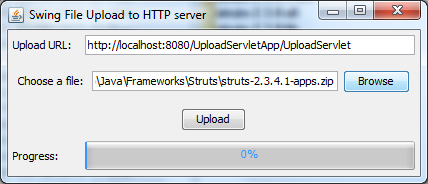 Java Swing application to upload files to HTTP server with progress bar